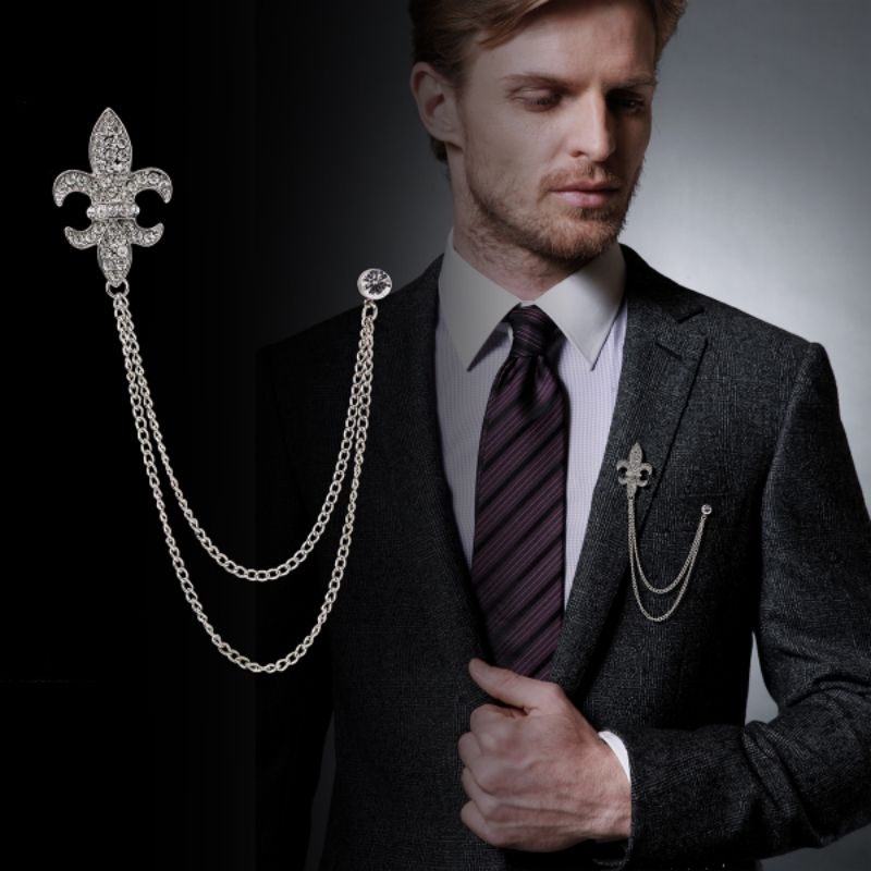 Jual lapel pin brooch accessories jas with chain (rantai) exclusive ...
