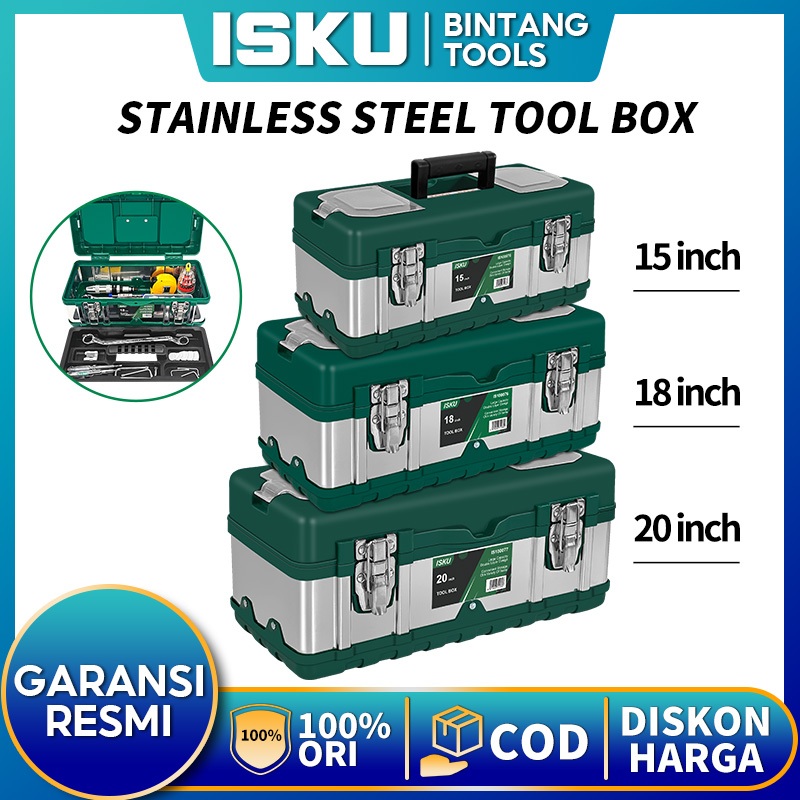 Jual ISKU Tool Box Besar Stainlees 15/18/20 Inch Kotak Perkakas Besi ...