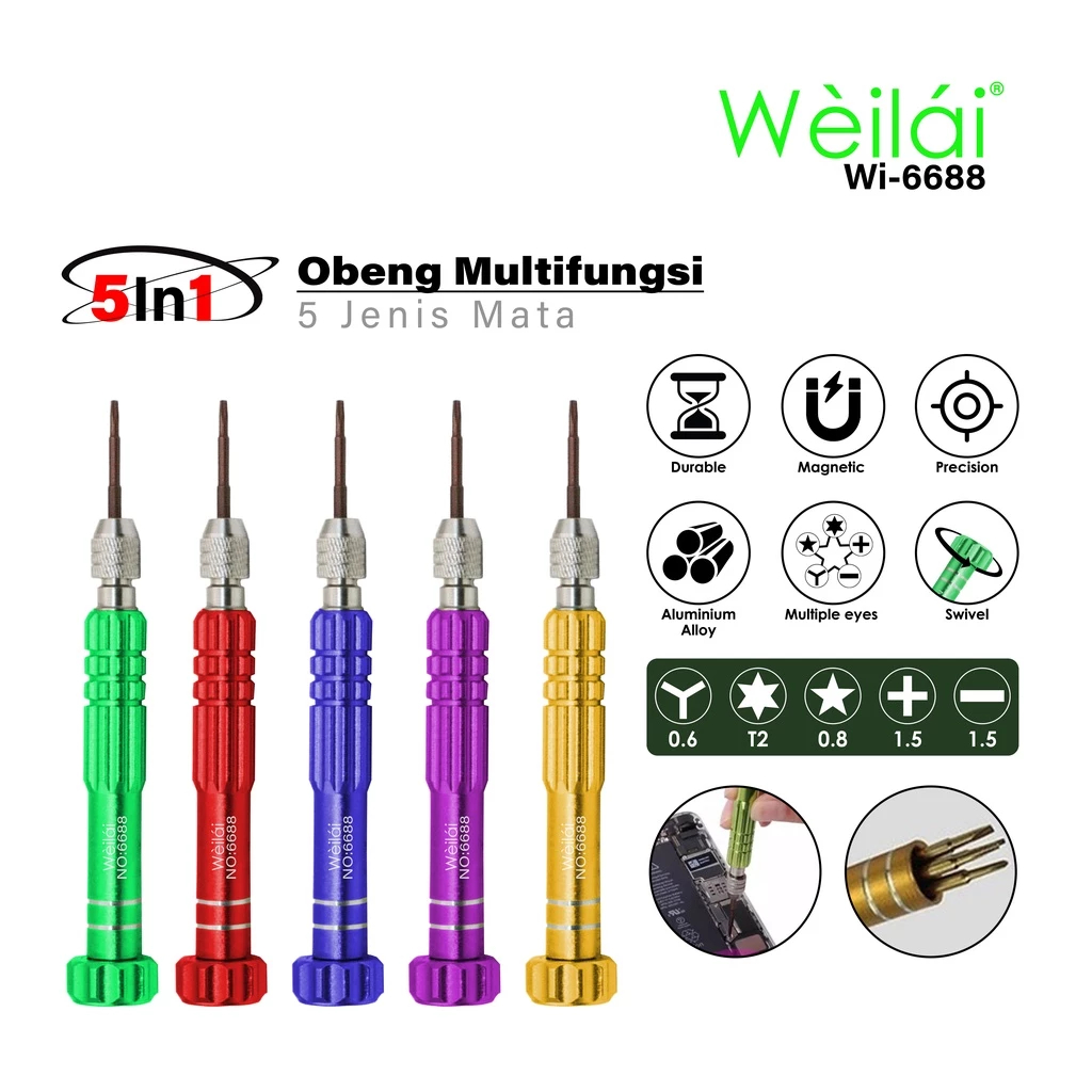 Jual [SATUAN] Obeng Set Magnet 5in1 Obeng Handphone Android iphone Y 06 ...