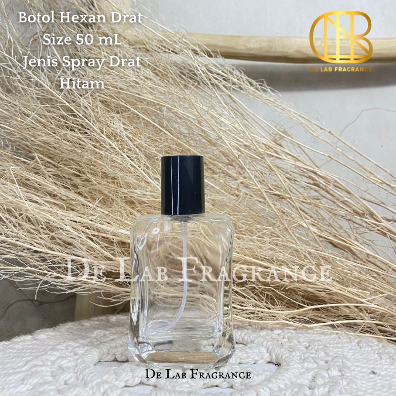 Jual botol parfum hexan drat 50 ml tutup hitam/ botol parfum isi ulang ...