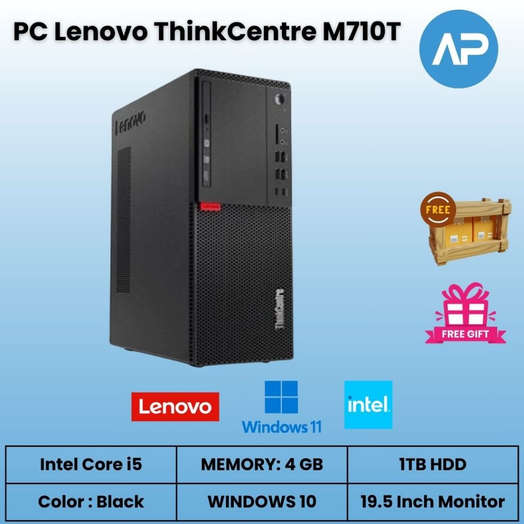 Jual PC Lenovo ThinkCentre M710T Intel Core i5 - 4GB - 1TB - 19.5 ...