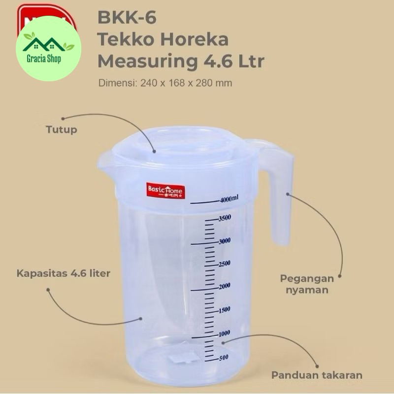 Jual Gelas Takar Horeka 2,1L dan 4,6 L Bening / Tekko Horeka Basic Home LionStar / Teko Takaran ...