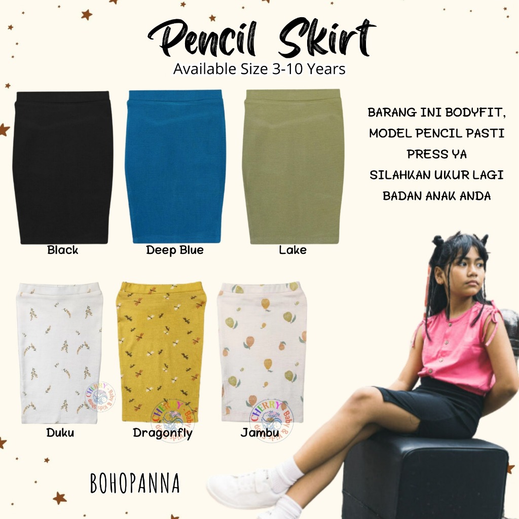 Jual Bohopanna Pencil Skirt 3-10 Tahun Rok Pensil Garis Fashion Anak ...