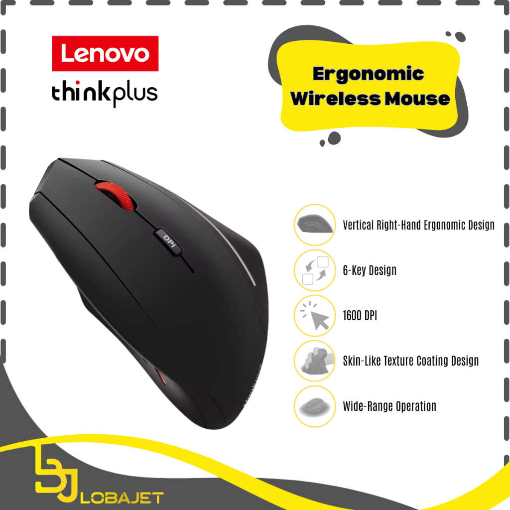Jual thinkplus Ergonomic Wireless Mouse - Vertical Wireless Mouse dari LENOVO Thinkplus | Shopee ...