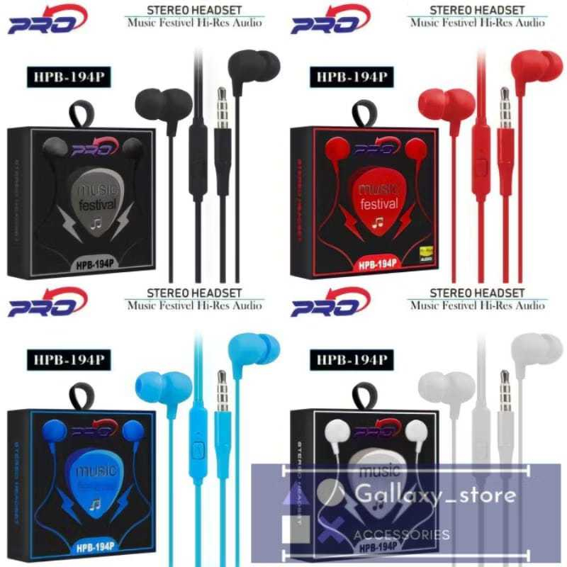 Jual HF HEADSET HEANDFREE PRO HPB-194P EARPHONES SUPER BASS | Shopee ...