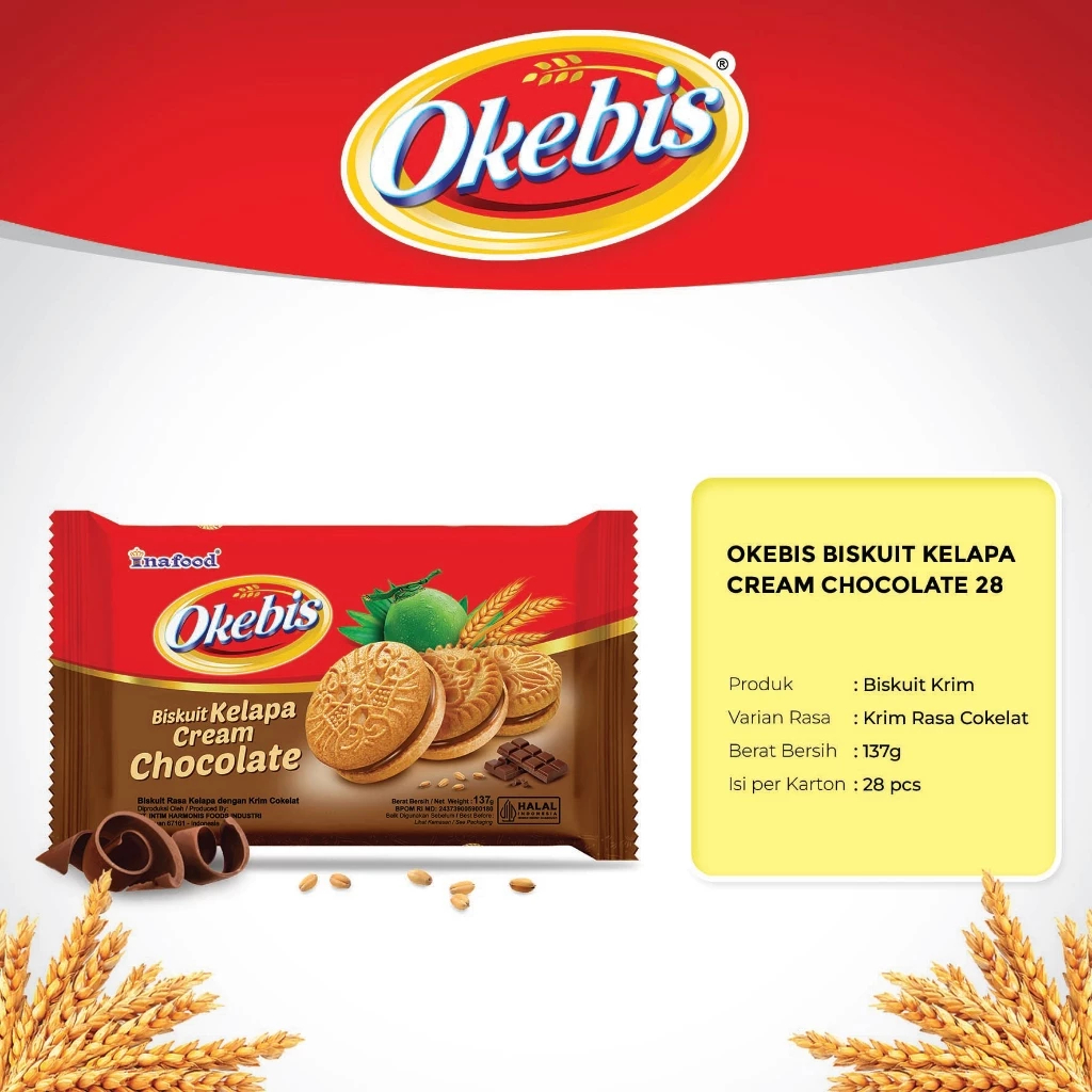 Jual OKEBIS KELAPA CREAM COKLAT / VANILLA 137 gr 1 dus isi 28 pcs ...