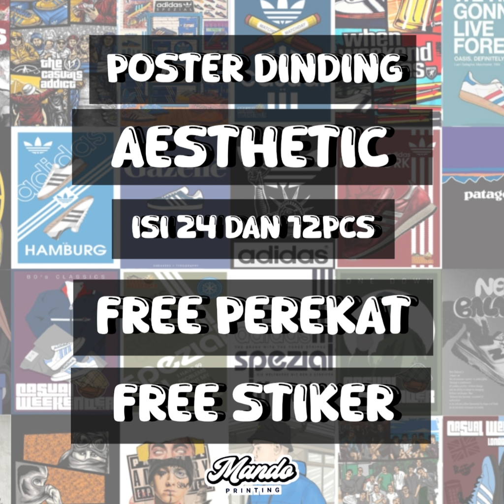 Jual [ISI24PCS] Poster Dinding Aesthetic Ukuran A5 A6 Free Perekat Siap ...