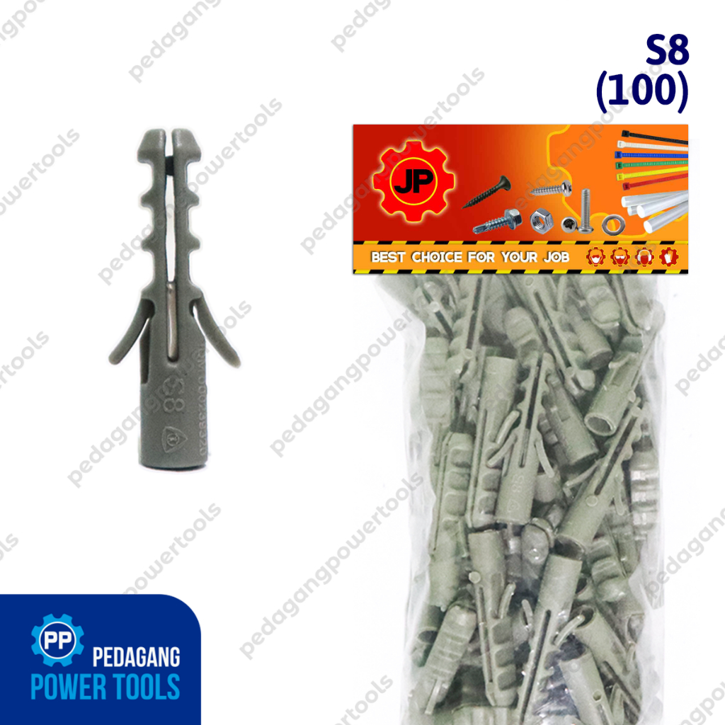 Jual JP S8 ANGKUR TEMBOK 100 PCS SEKRUP BETON LUBANG DINDING BATA ...