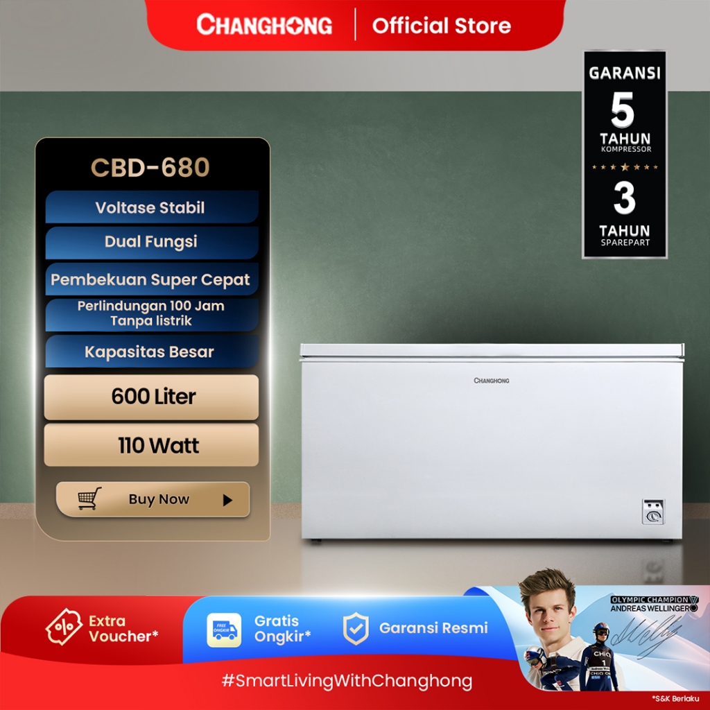 Jual Changhong Chest Freezer CBD680 Kapasitas 600 Liter (Fast Freezing ...