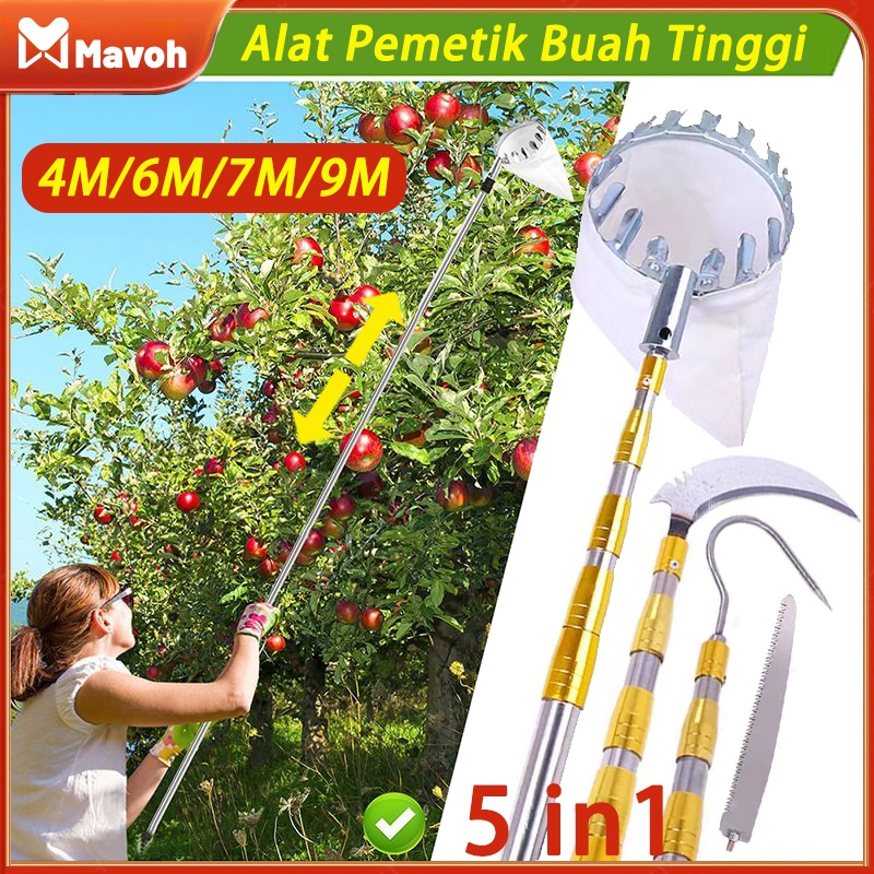 Jual ⭐5PCS/Set ⭐Alat Pemetik Buah Alat Berkebun 4/6/7/9 Meter Alat Petik Buah Tongkat Teleskopik ...