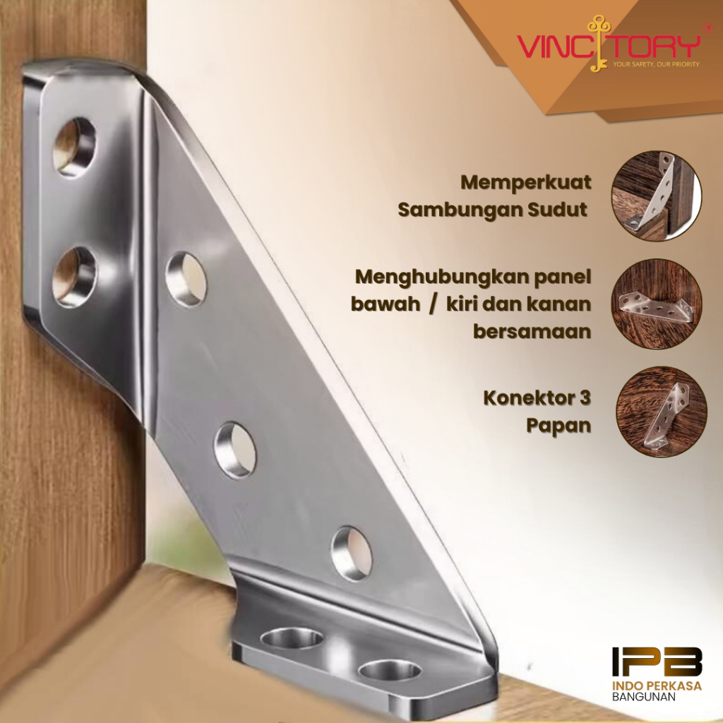 Jual VINCITORY Siku Ambalan Sudut Bracket Plat Bingkai Segitiga ...