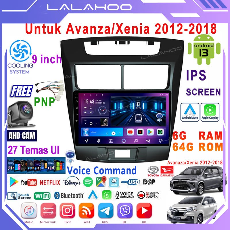 Jual 【Untuk Avanza/Xenia 2012-2018】6G+64G Android 13 Head Unit Termasuk Frame/PNP Soket 9 Inch ...
