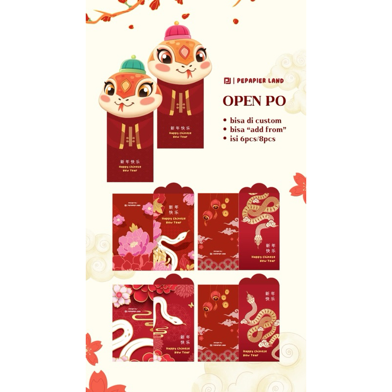Jual custom angpao 2025, angpao shio ular, chinese new year, amplop ...