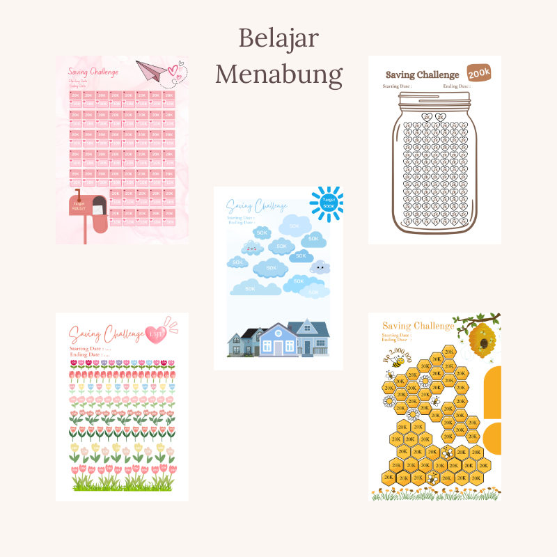 Jual Belajar menabung isi binder saving challenge A5 A6 Campur Desain | Shopee Indonesia