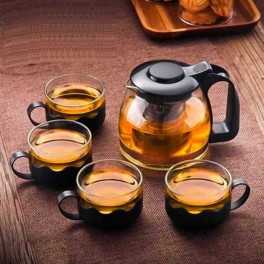 Jual Tea pot Set Gelas Cangkir Kaca 5in1, bisa untuk kopi dan lain-lain ...