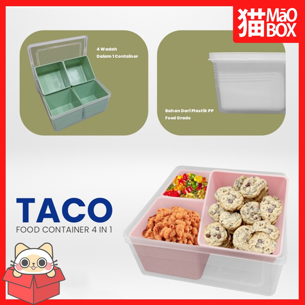 Jual TACO FOOD CONTAINER 4 IN 1/ FOOD CONTAINER/ KOTAK MAKANAN/ KOTAK ...