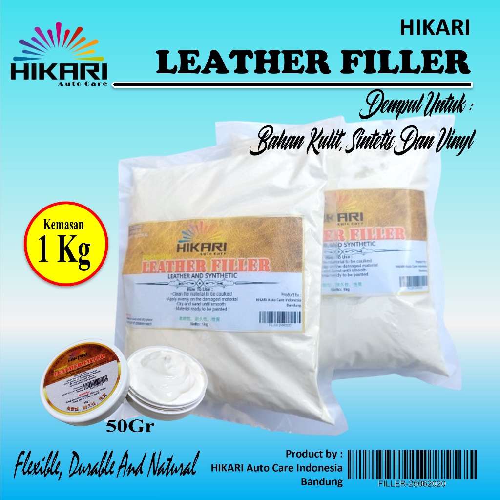 Jual 1Kg HIKARI Leather Filler /Dempul Penghalus Bahan Kulit, Sintesis ...