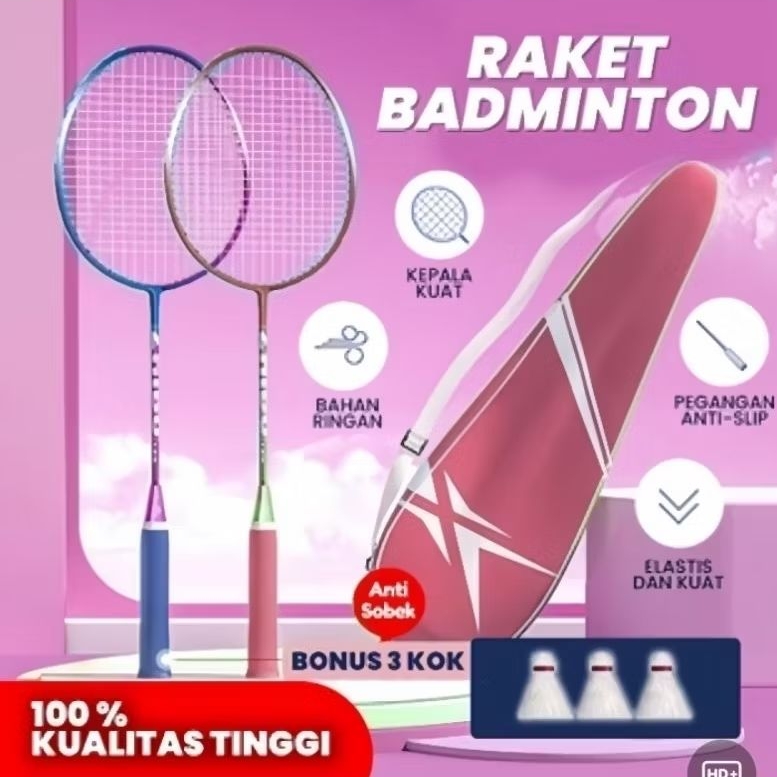 Jual RAKET BADMINTON PAKET LENGKAP RAKET ISI 2 PCS FREE BOLA 3 FREE TAS ...