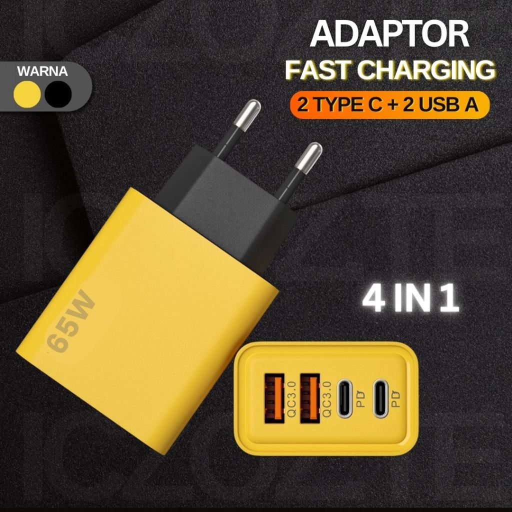 Jual Kepala Charger 4IN1 2 TypeC 2 USB A 65WMax Fast Charging For ...