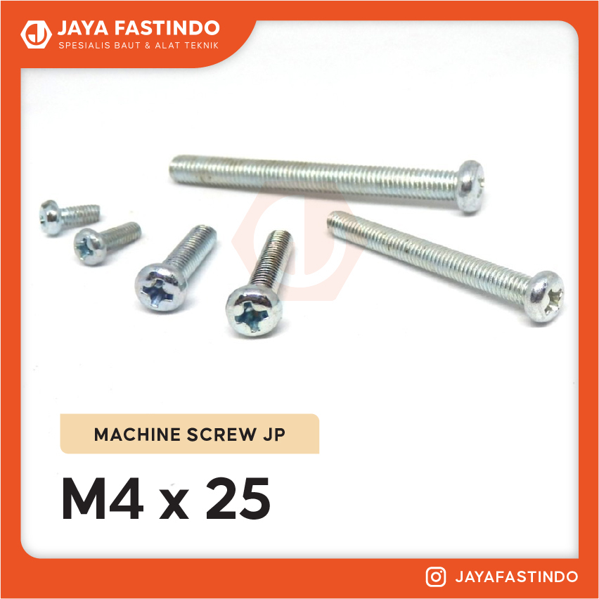 Jual BAUT JP M4X25 / MACHINE SCREW M4X25 / BAUT PAN HEAD 4X25 KEPALA ...
