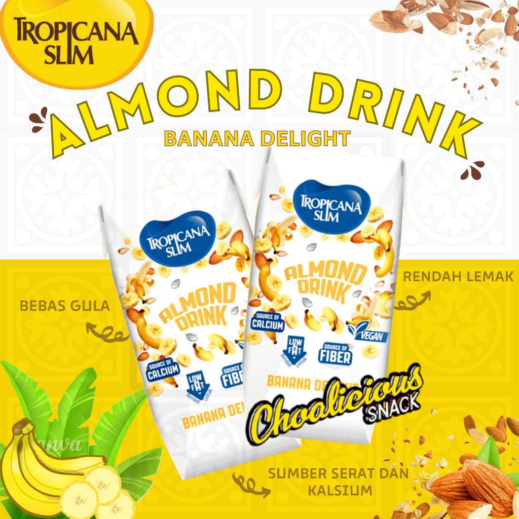Jual TROPICANA SLIM Almond Drink Rasa Banana Delight 190 ml - Ready to Drink Minuman Almond ...