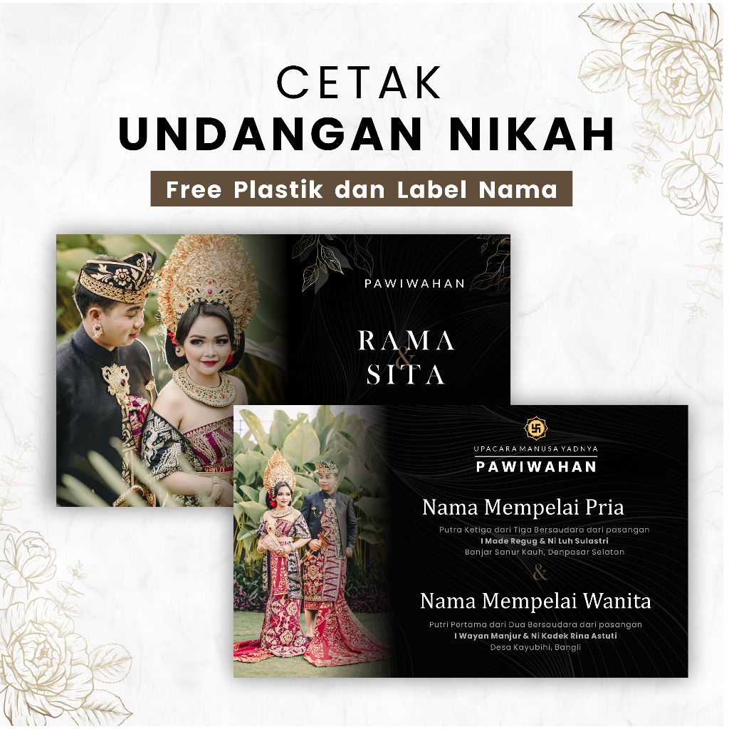 Jual Undangan Pernikahan Bali Premium (Free Desain, Label, Plastik ...