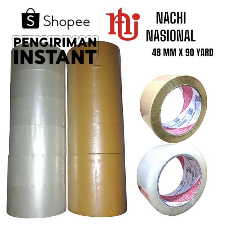Jual LAKBAN ISOLASI NACHI OPP NATIONAL Merah 48m x 90y ( Coklat / Bening ) | Shopee Indonesia