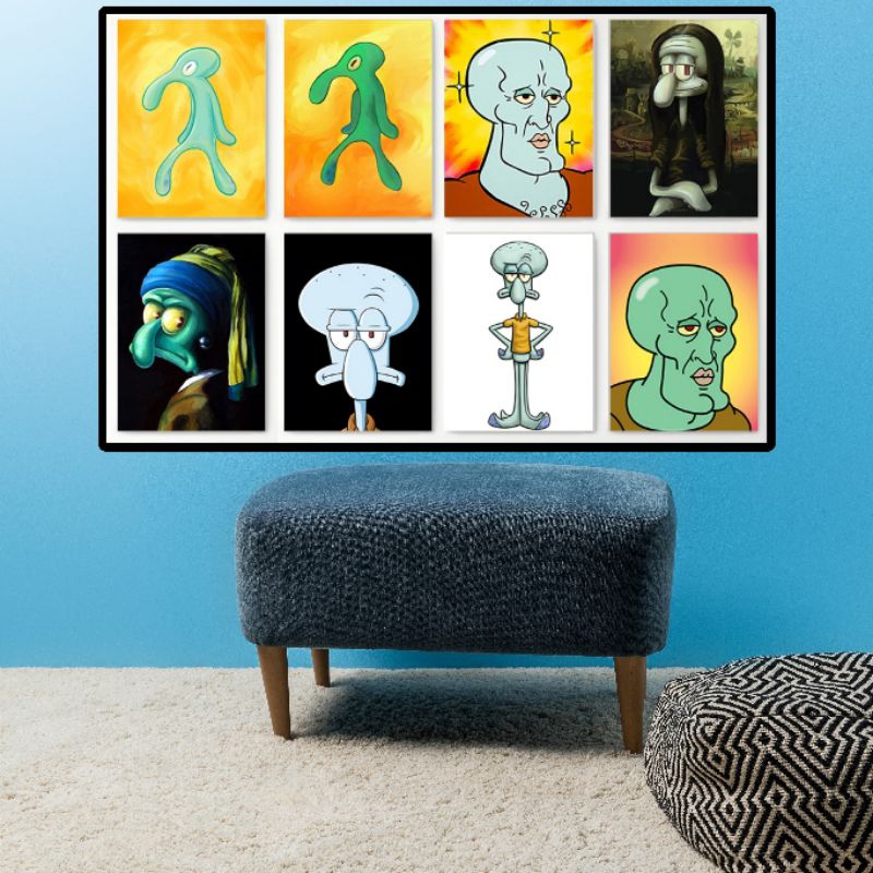 Jual stiker dinding mahakarya squidward spongebob | Shopee Indonesia