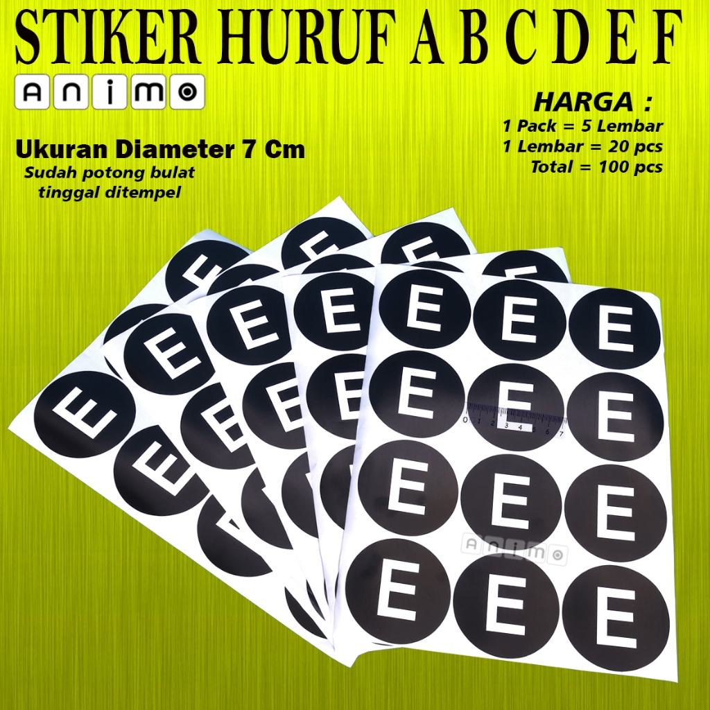 Jual STIKER Bulat HURUF A B C D E F Diameter 7 CM - Stiker Abjad Huruf ...