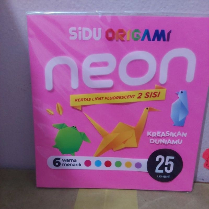 Jual Kertas Origami SIDU Neon dua sisi 16x16 cm isi 25lembar | Shopee ...