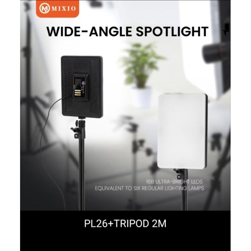 Jual MIXIO PL26 + TRIPOD 2 Meter - Lampu Foto LED Video Light LIVE ...