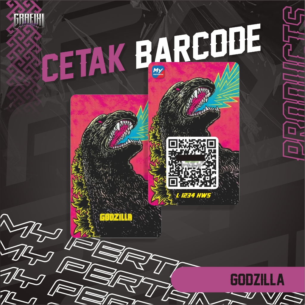 Jual CETAK BARCODE MY PERTAMINA KARTU PVC TEMA GODZILLA CUSTOM 2 SISI ...