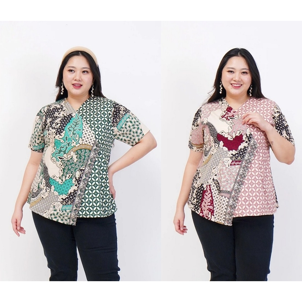 Jual BAJU BLOUSE WANITA BATIK MODERN BLOUSE 309 JUMBO BIG SIZE LD 120 ...