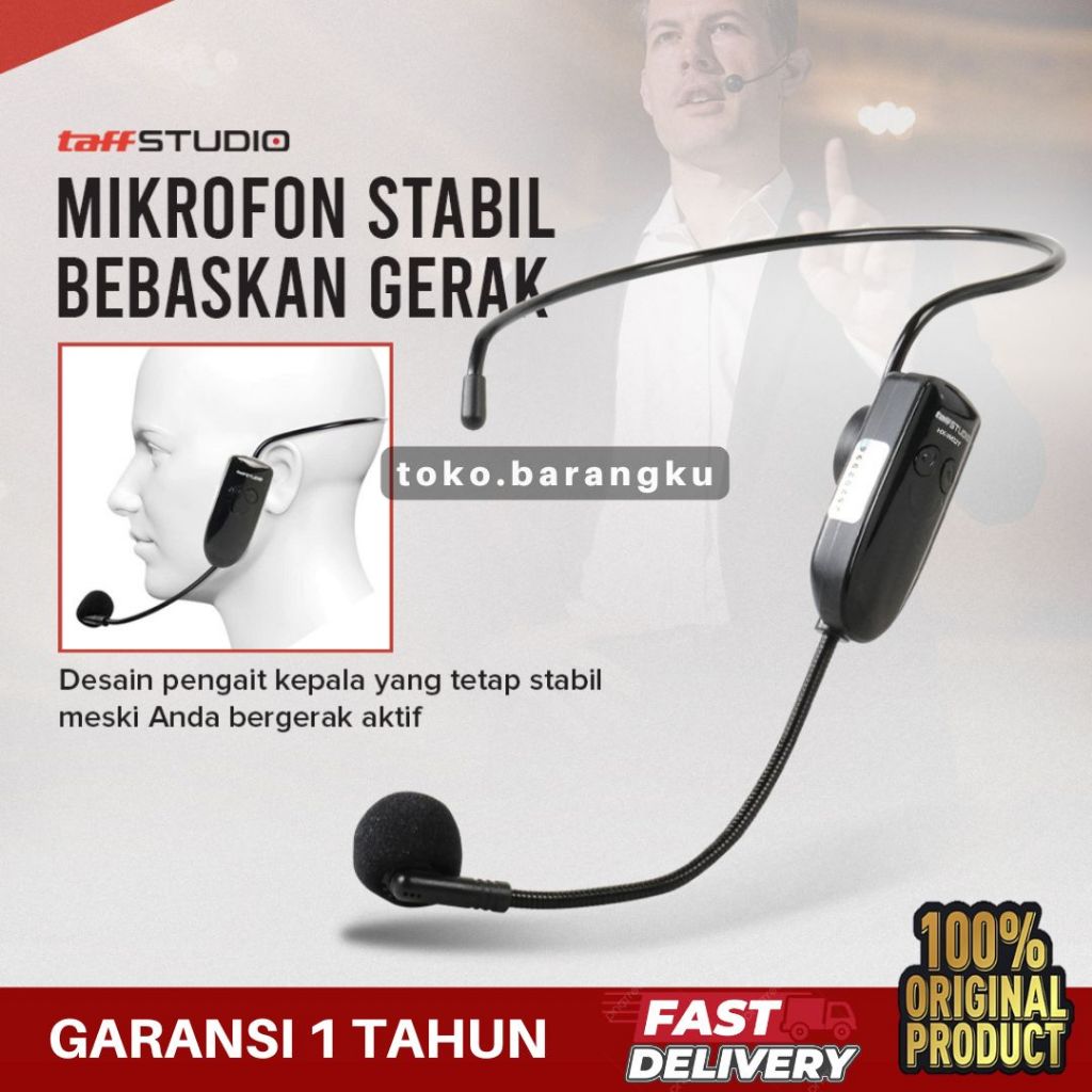 Jual ORIGINAL TaffSTUDIO Wireless Microphone 2.4GHz Headset with Transmitter / Mic Mik Bando ...