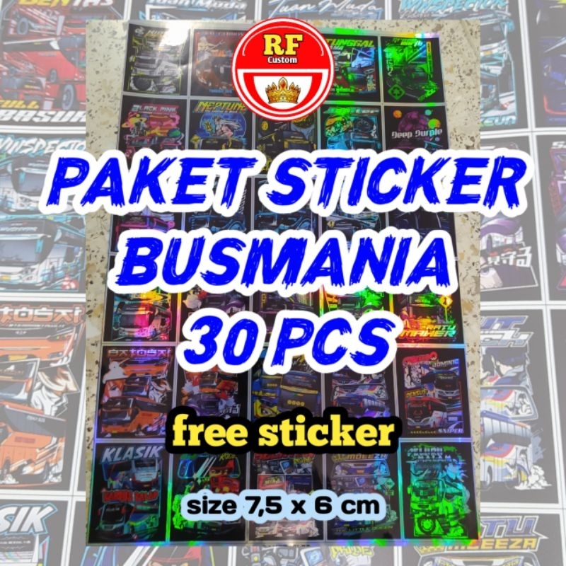 Jual (isi 30pcs)CETAK STICKER BUSMANIA HOLOGRAM / STICKER BUS BASURI ...