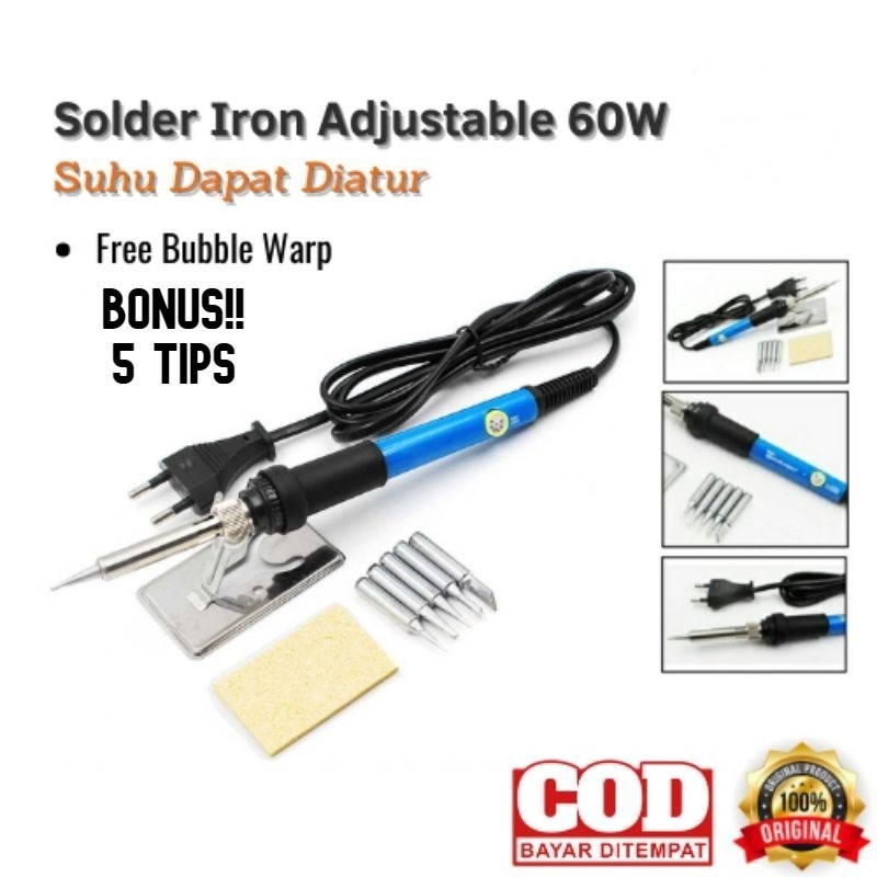 Jual Solder Adjustable Temperature 200 - 450 C/ 60W/Solder listrik tangan 60w watt Pengatur Suhu ...
