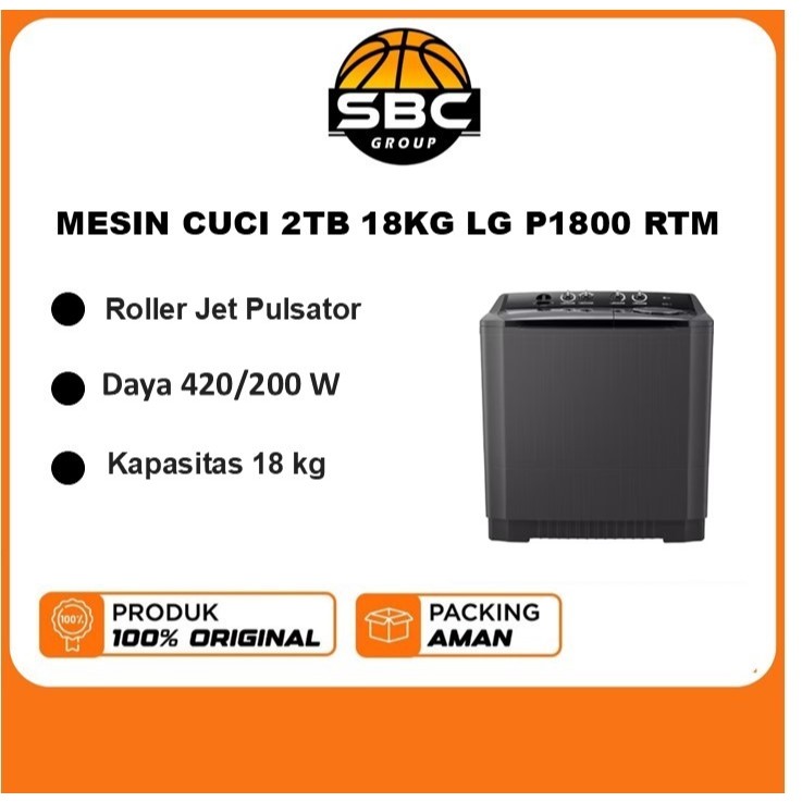 Jual MESIN CUCI 2 TABUNG 18KG LG P1800 RTM, 15KG LG P1500 RTM | Shopee ...