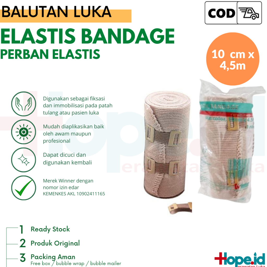 Jual Perban Elastis 10cm x 4,5m Winner Elastis Crepe Bandage | Shopee ...