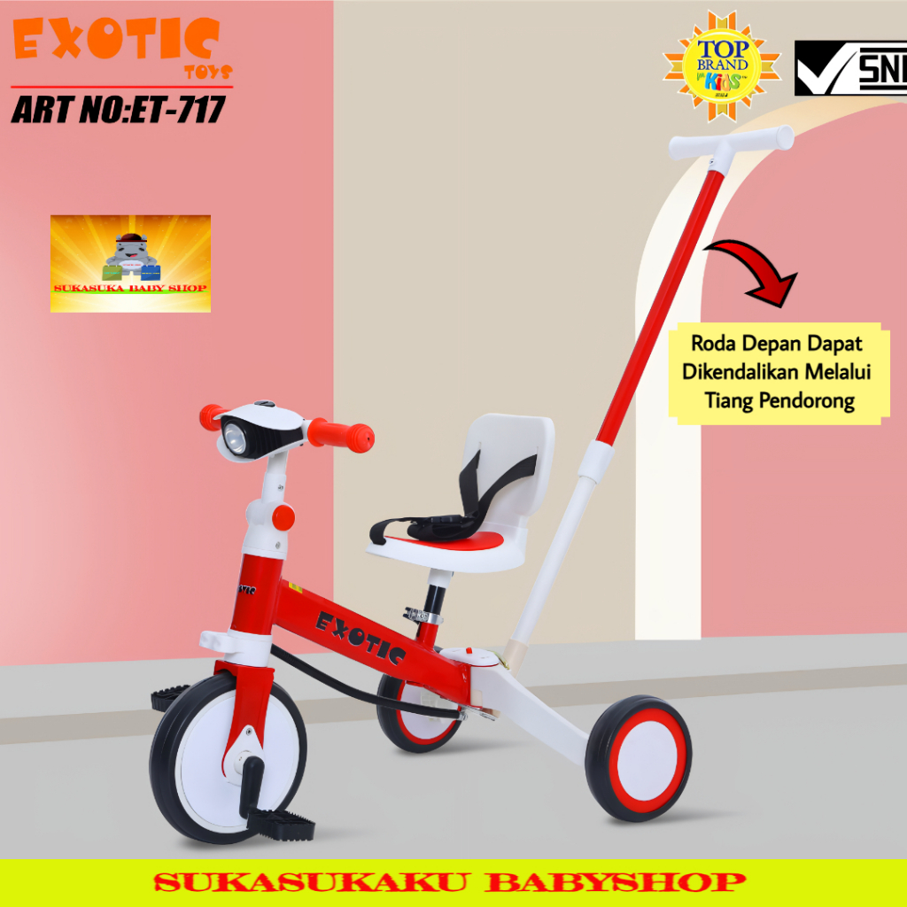 Jual Sepeda Roda Tiga Exotic ET 714 / ET 717 / ET 709 / FAMILY 702 Balence Bike Tricycle Push ...