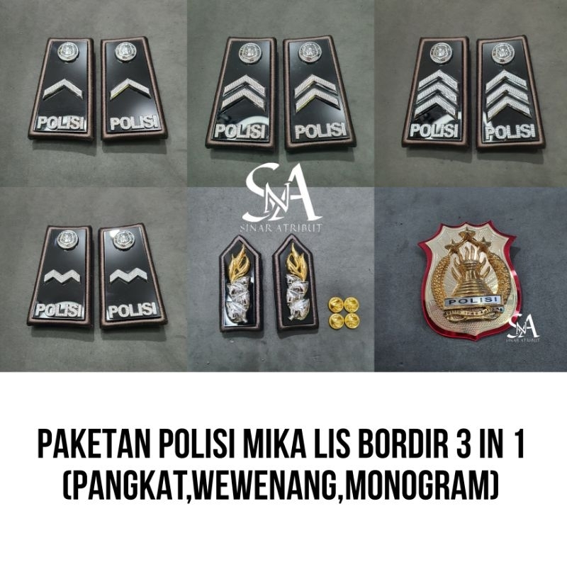 Jual PAKETAN POLISI LIS BORDIR 3 IN 1 (PANGKAT, WEWENANG DAN MONOGRAM ...