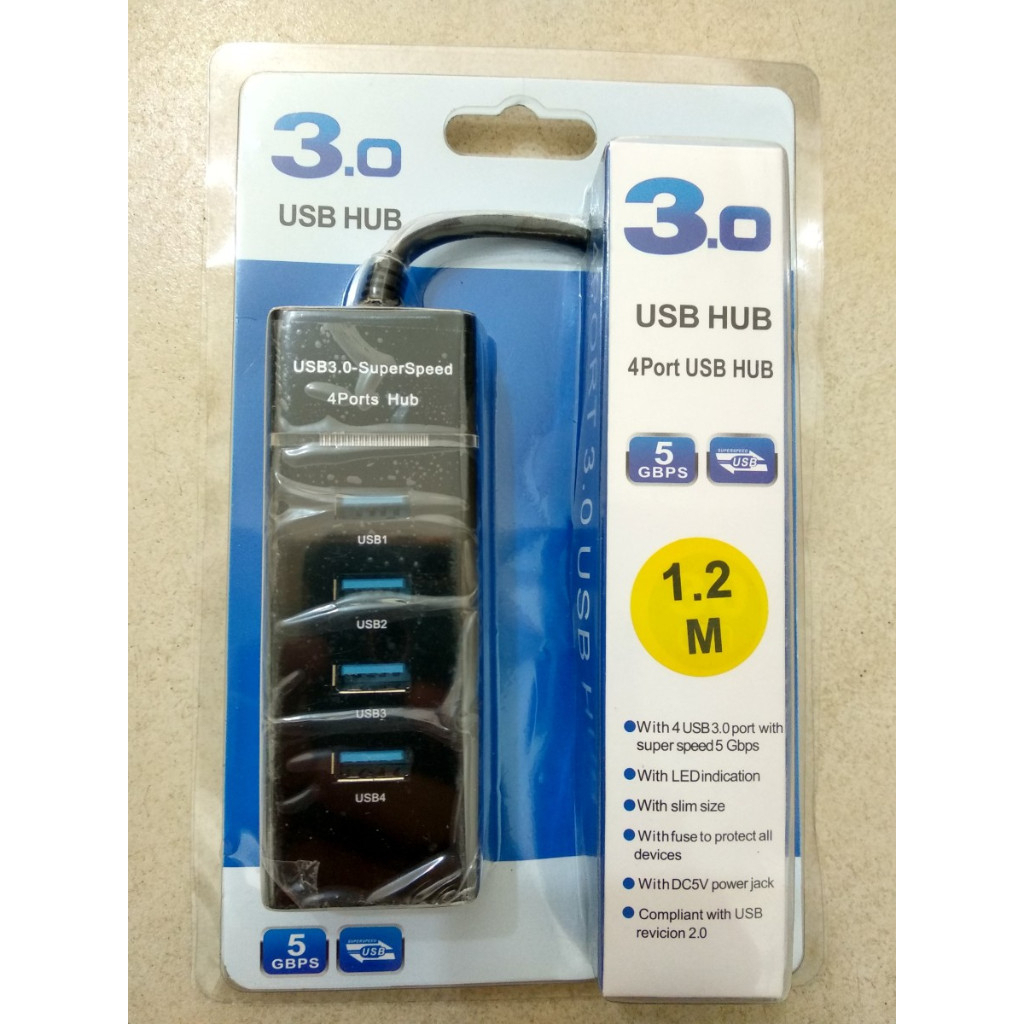 Jual USB HUB 4 Port USB 3.0 HUB Adapter High Speed 5Gbps Panjang Kabel 30Cm & 120Cm (1,2M ...