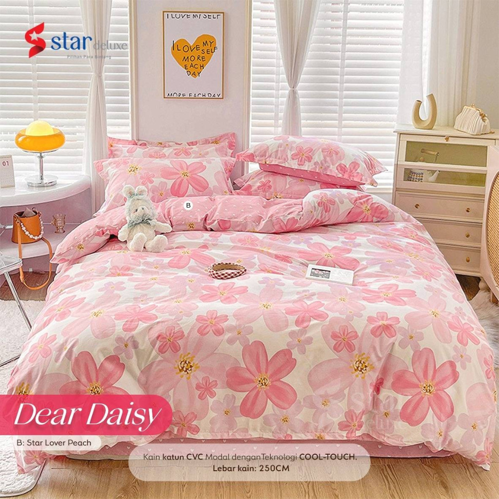 Jual Sprei Anti Geser Katun Lokal Motif Bunga STAR Dear Daisy Pink | Shopee Indonesia