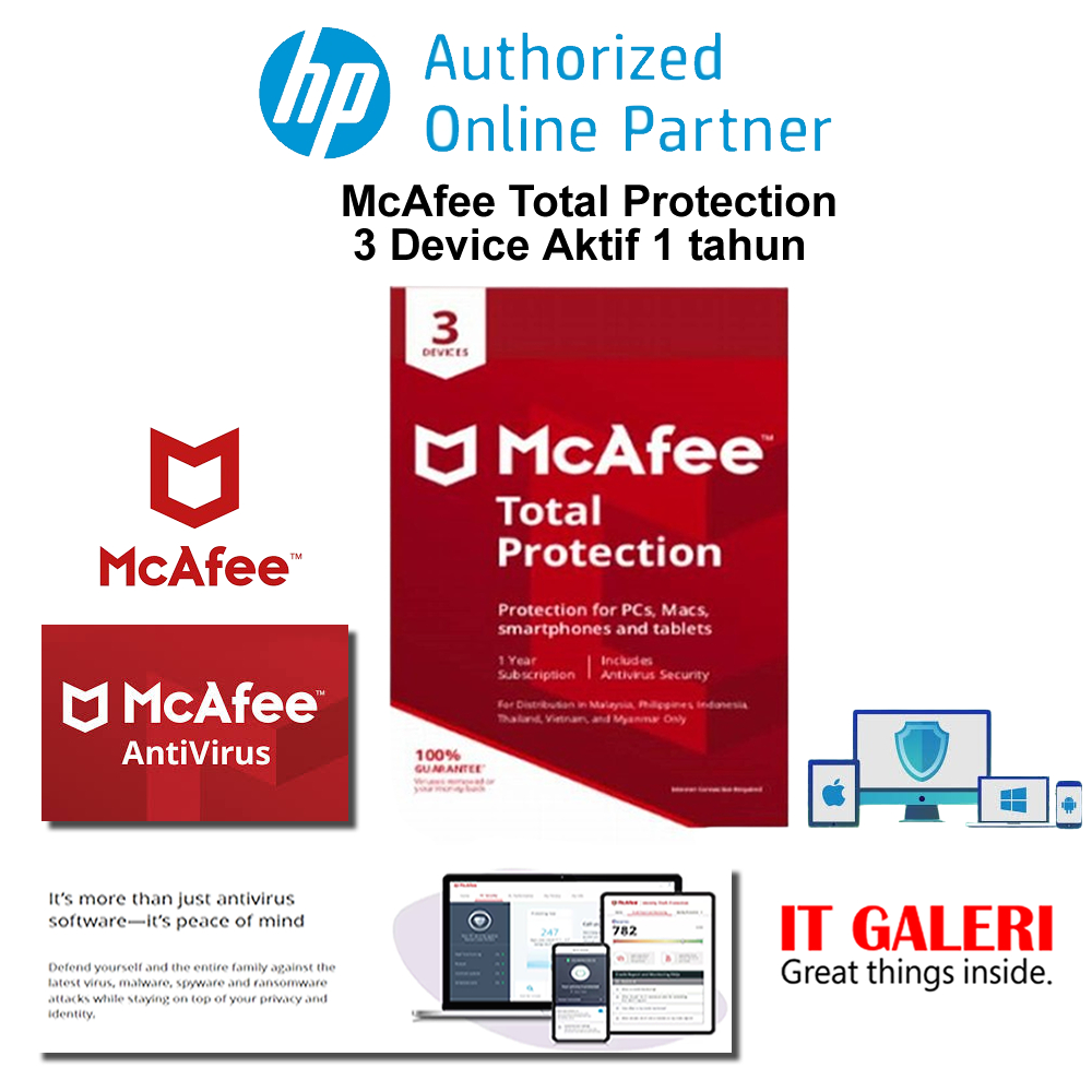 Jual McAfee Total Protection 3 Devices ( 1 device / 1 tahun ) | Shopee ...