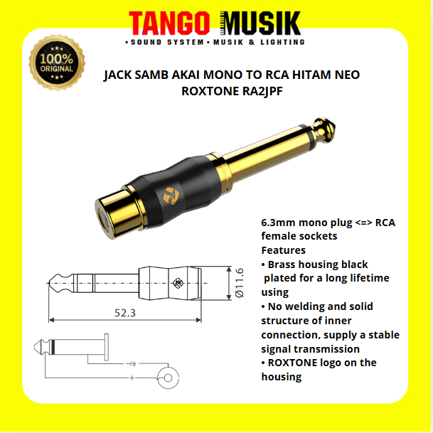 Jual JACK SAMBUNG AKAI MONO TO RCA HITAM NEO ROXTONE RA2JPF ORIGINAL ...