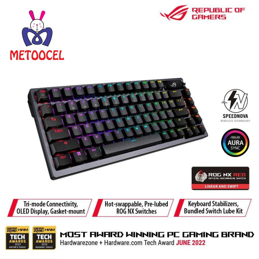 Jual ASUS ROG Azoth 75 Wireless DIY Custom Gaming Keyboard, OLED ...