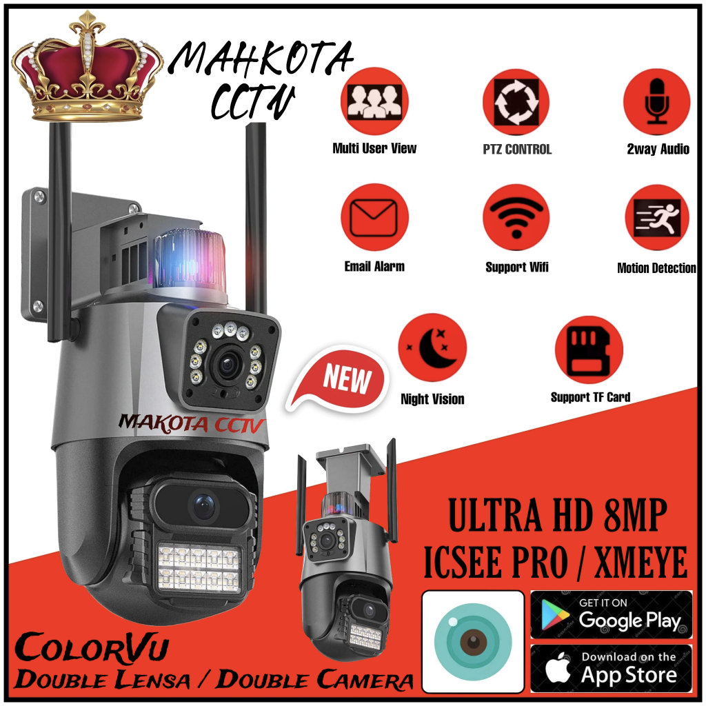 Jual IP Camera CCTV Outdoor Wifi Aplikasi ICSEE 8MP Ultra HD Double ...