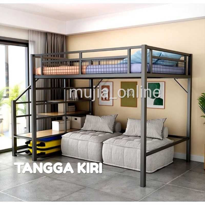Jual Mezzanine Ranjang Kamar Tingkat Atas Loft Bunk Bed Besi Mewah Kuat ...