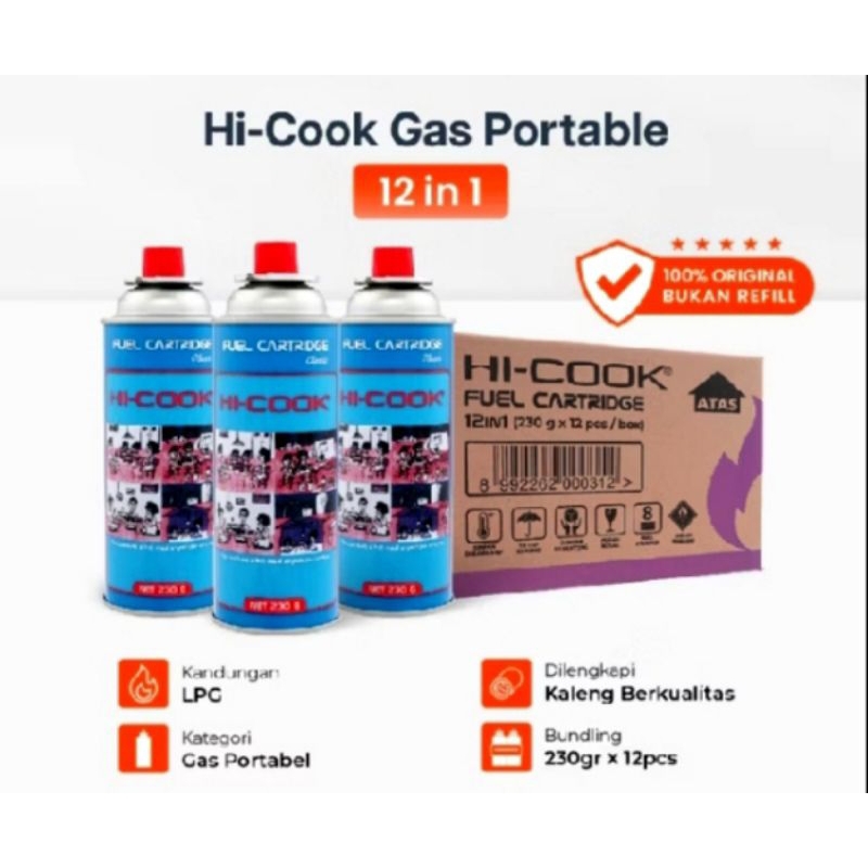 Jual Gas Hi-Cook Catridge 230 gr Isi 12 Pcs | Shopee Indonesia