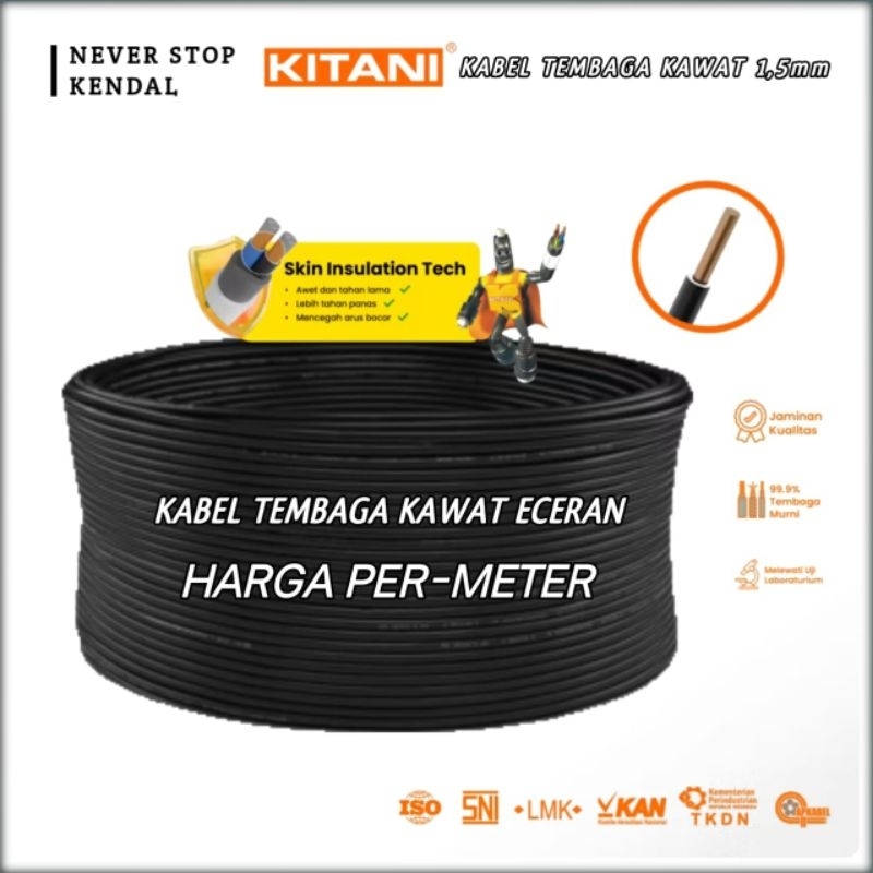 Jual KABEL KITANI ECERAN KABEL KAWAT TEMBAGA ASLI 1 METER | Shopee ...