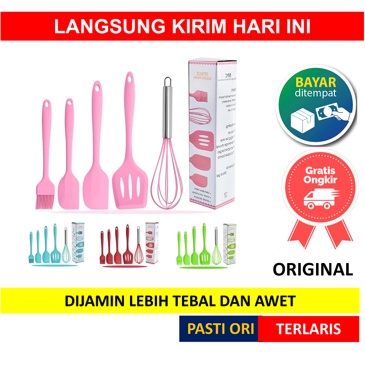 Jual [ SPATAK ] SPATULA KOTAK SET SILIKON ISI 5 IN 1 5IN1 ALAT MASAK ...